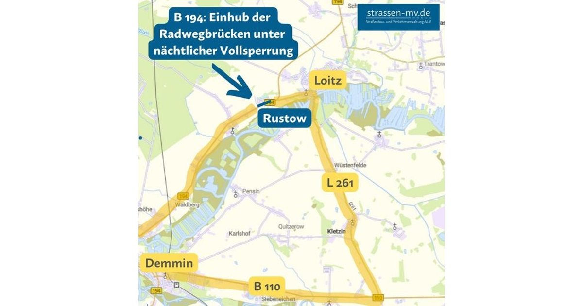Information Radwegbrücke Rustow - Vollsperrung | Startseite